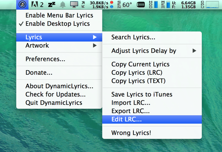 使用 DynamicLyrics 為 Mac iTunes 新增桌面LRC歌詞顯示功能 – 畅想资源